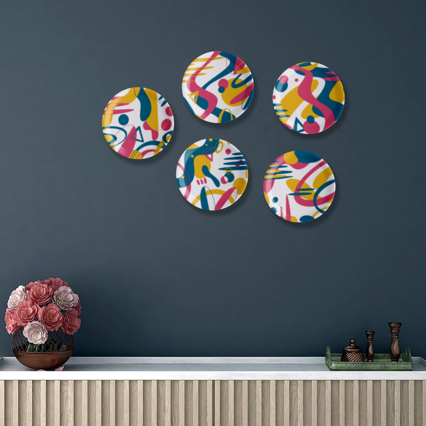 Mustard Mirage Abstract Art Plate – Nestroots