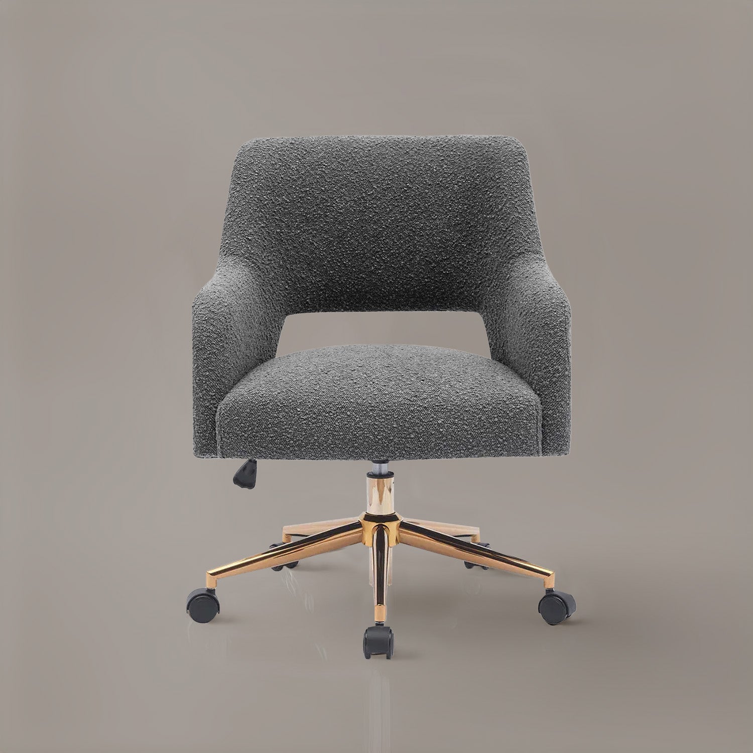 Boucle Crafted Office Chair With Wheels Grey – Nestroots