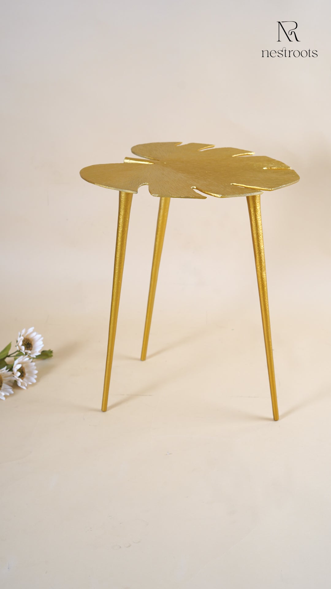 Buy Gold Color Aluminium Leaf Side Table Online at Best Price in India ...