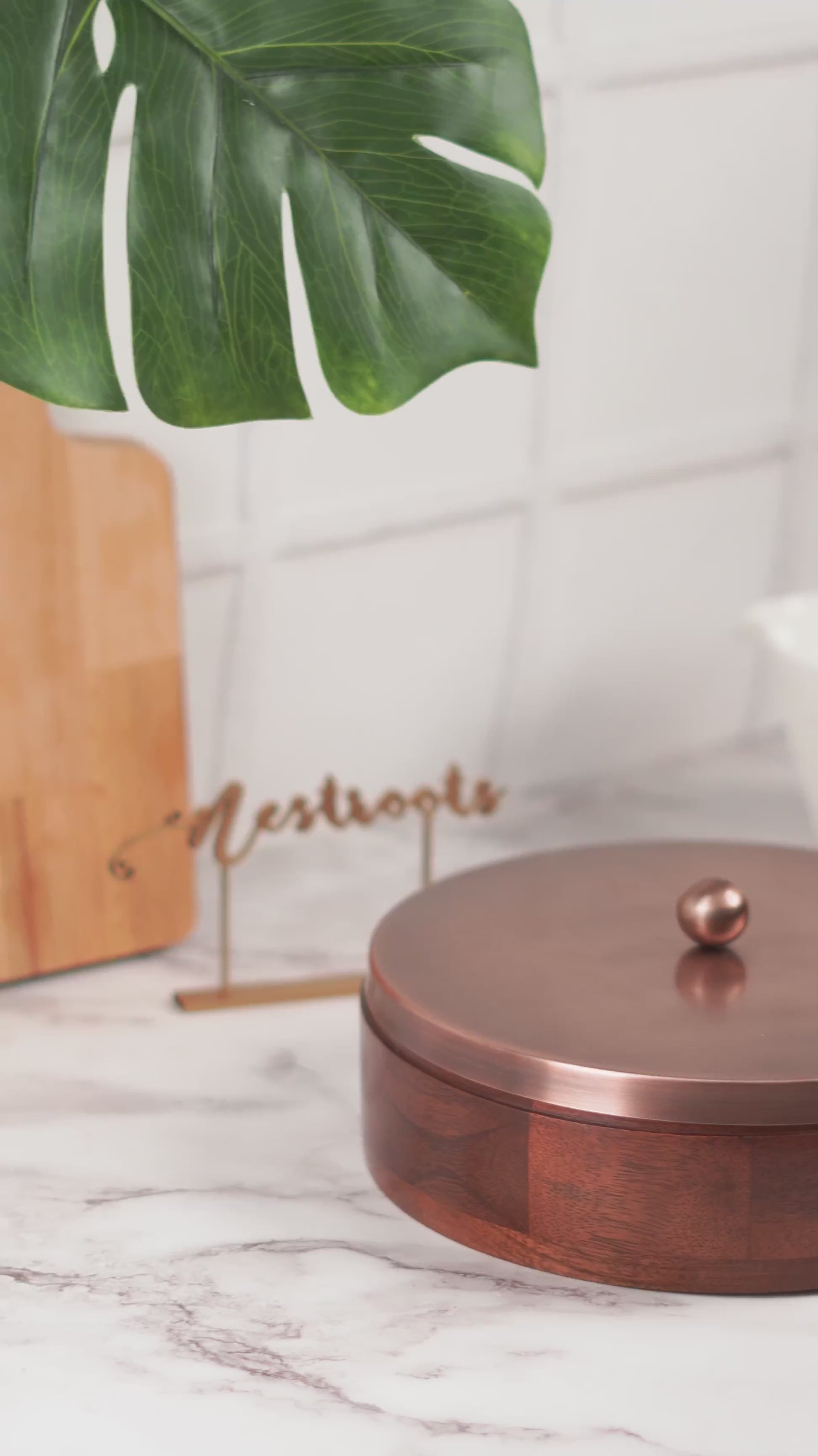 Buy Copper Acacia Wood Roti Box with Tong Online in India - Nestroots