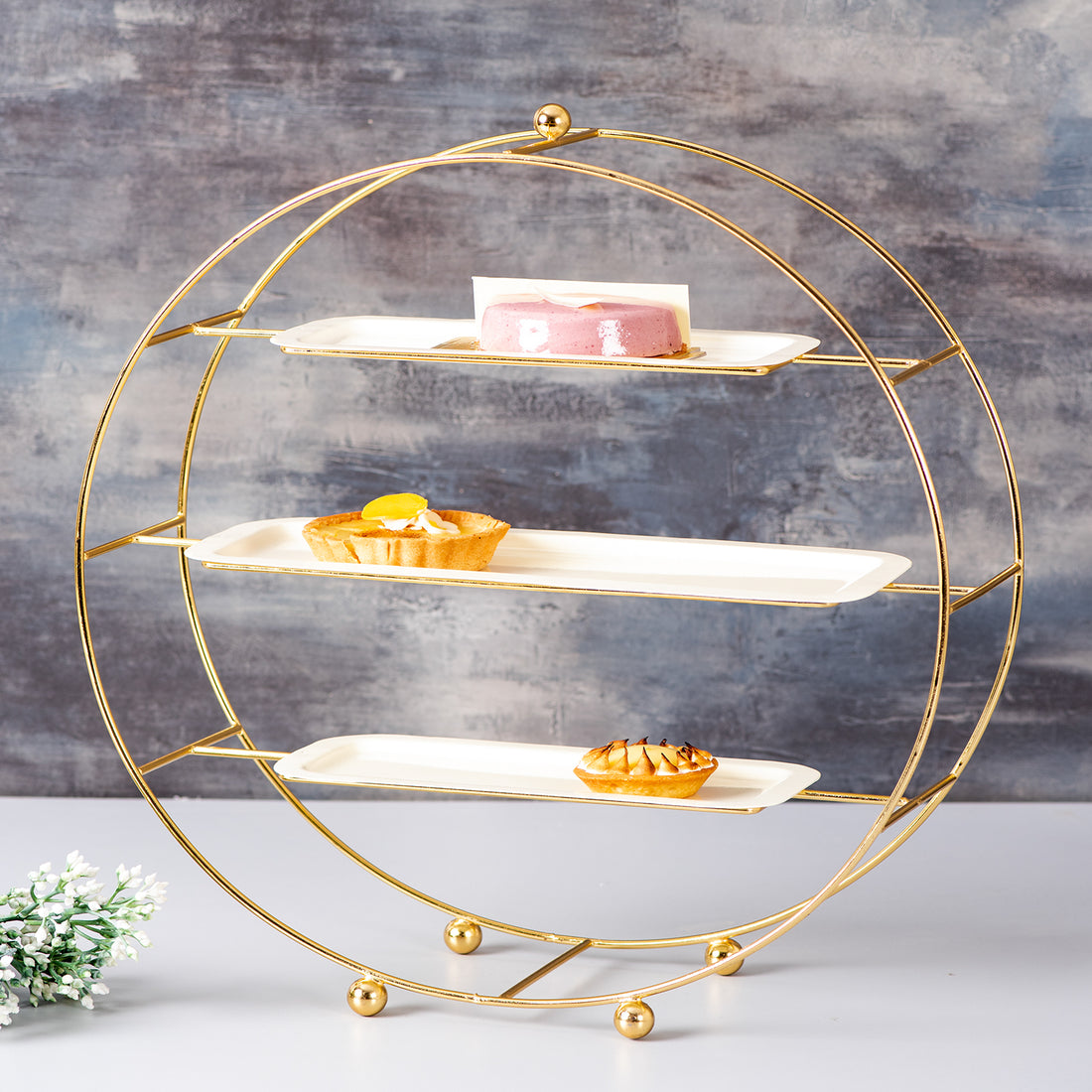 3 Tier Buffet Organizer | Buy Metallic Cake Stand Online in India ...