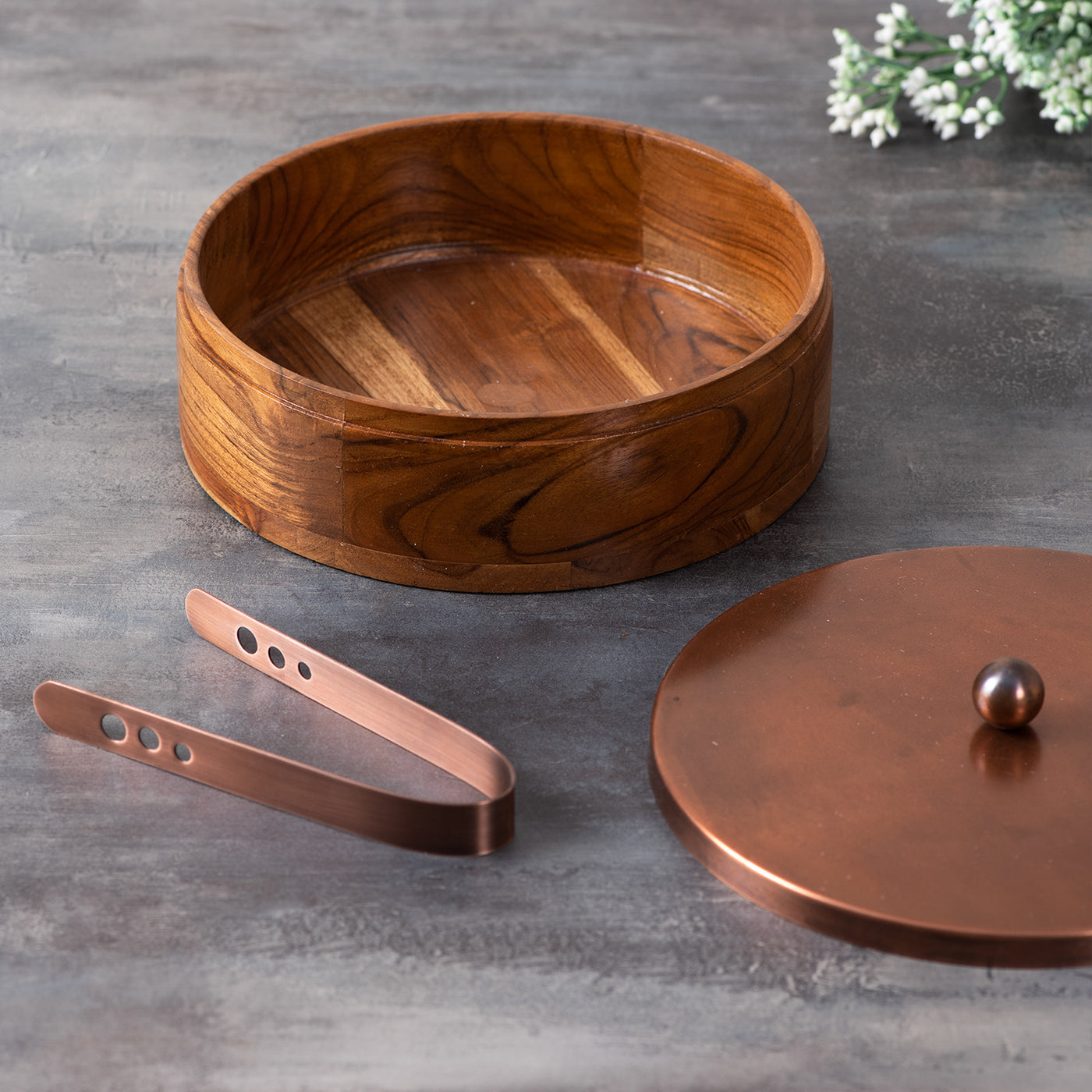 Wooden Serving Box with Tong | Shop Wooden Roti Box Chapatti Box Online