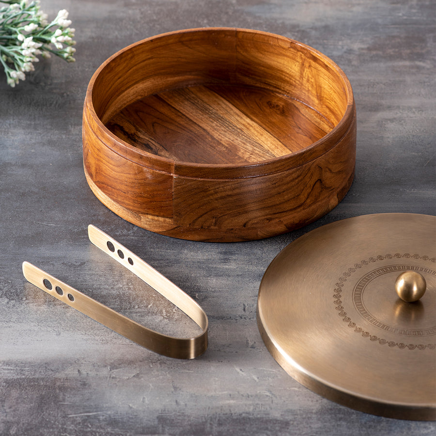 Wood Roti Box with Tog | Buy Gold Laser Chapatti Box Online | Roti Box ...